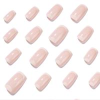 China Nude White Square French Tip Press On Nails Glossy Full Cover For Women for sale