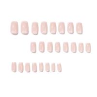 China Nude White Square French Tip Press On Nails Glossy Full Cover For Women for sale
