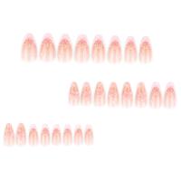 China Peach Pink Gradient Fake Nails 3D Printed Press On Nails 24pcs FDA Approval for sale