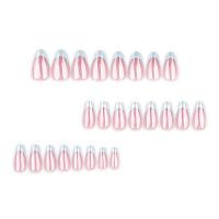 China Blue Almond French Tip Press On Nails Nude Base French Fake Nails For Women for sale