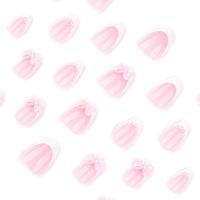 China Pink White Almond Custom Press On Nails 3D Bow Pearl Edge Glossy for sale
