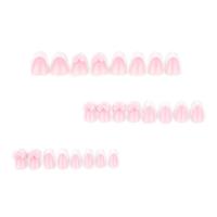 China Pink White Almond Custom Press On Nails 3D Bow Pearl Edge Glossy for sale