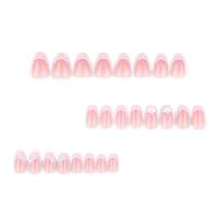 China Almond Pink French Tip False Nails 3D White Flower Pearl Glossy for sale