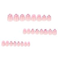 China Pink Oval Press On Nails Handmade Colorful Rhinestone Star Glossy for sale