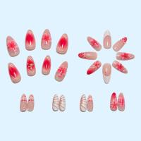 China Pink Sakura 3D Press On Nails Ombre Gradient Pearl Starfish For Summer Manicure for sale