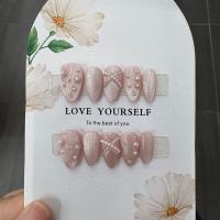 China Reusable Flower Design Handmade Press On Nails Almond Shape for sale