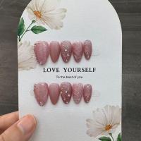 China Cat Eye Design Handmade False Nails Flower Design Almond Shape for sale