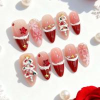 China Christmas Grinch Holiday Press On Nails 3D Art Fake Nails For Party Decoration for sale