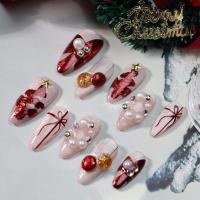 China Christmas Grinch Holiday Press On Nails 3D Art Fake Nails For Party Decoration for sale