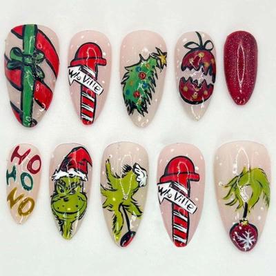 China Wholesale Christmas Tree Holiday Press On Nails Decorative False Nails for sale