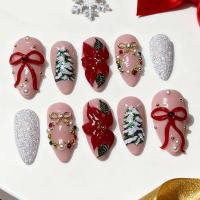China Wholesale Christmas Tree Holiday Press On Nails Decorative False Nails for sale