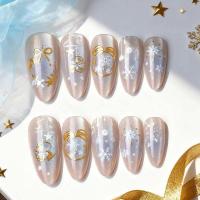 China Wholesale Christmas Tree Holiday Press On Nails Decorative False Nails for sale