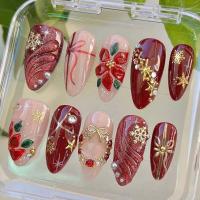 China Wholesale Christmas Almond Holiday Press On Nails Private Label Service for sale