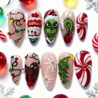 China Wholesale Christmas Almond Holiday Press On Nails Private Label Service for sale