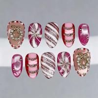 China Wholesale Christmas Almond Holiday Press On Nails Private Label Service for sale