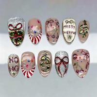 China Medium Wholesale Christmas Holiday Press On Nails Almond Long lasting for sale