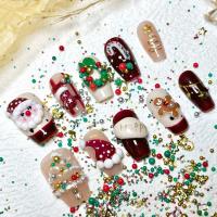 China Christmas Medium almond Holiday Press On Nails Private label service for sale