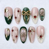 China Christmas Medium almond Holiday Press On Nails Private label service for sale