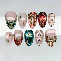 China Christmas Medium almond Holiday Press On Nails Private label service for sale