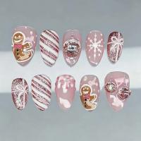 China Medium Almond Christmas Tree Holiday False Nails No Nail Salon Visit Needed for sale