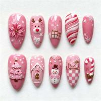 China Almond Medium Christmas Holiday Press on Nails Instant manicure for sale