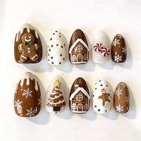 China Almond Medium Christmas Holiday Press on Nails Instant manicure for sale