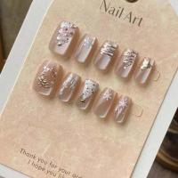 China Almond Medium Christmas Holiday Press on Nails Instant manicure for sale
