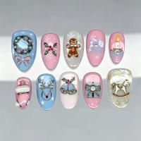 China Almond Medium Christmas Holiday Press on Nails Instant manicure for sale