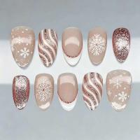 China Medium Almond ABS Holiday Press on Nails Christmas No nail damage for sale