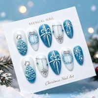 China Medium Almond ABS Holiday Press on Nails Christmas No nail damage for sale