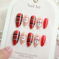 China Medium Almond Holiday Press on Nails Christmas ABS Reusable Waterproof for sale