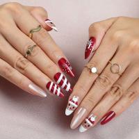 China Medium Almond Holiday Press on Nails Christmas ABS Reusable Waterproof for sale