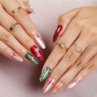 China Medium Almond Holiday Press On Nails Christmas Long Lasting Factory Direct for sale