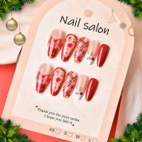 China Medium Almond Holiday Press On Nails Christmas Long Lasting Factory Direct for sale