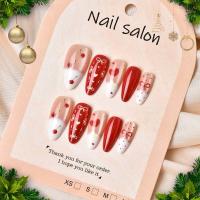 China Medium Almond Holiday Press On Nails Christmas Long Lasting Factory Direct for sale