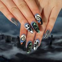 China Wholesale Halloween Holiday Press On Nails Ghost Pumpkin Spider Web Design OEM for sale