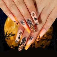 China Wholesale Halloween Holiday Press On Nails Ghost Pumpkin Spider Web Design OEM for sale