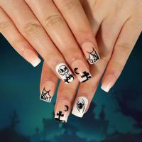 China Factory Halloween Holiday False Nails Cute Ghost Pumpkin Print Custom Logo for sale
