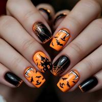 China Factory Halloween Holiday False Nails Cute Ghost Pumpkin Print Custom Logo for sale