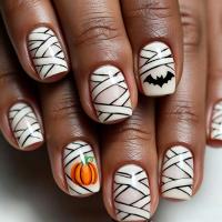 China Wholesale Halloween Holiday Press On Nails Spooky Pumpkin Ghost Design Party for sale