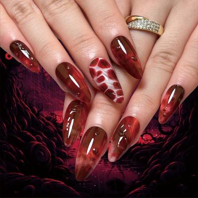 China Private Label Wholesale Halloween Holiday False Nails Short Coffin Spooky for sale