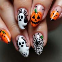 China Private Label Wholesale Halloween Holiday False Nails Short Coffin Spooky for sale