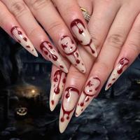 China Private Label Wholesale Halloween Holiday False Nails Short Coffin Spooky for sale