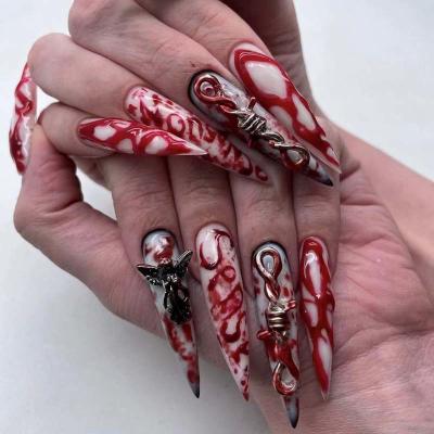 China Wholesale Halloween Press On Nails Pumpkin Spider Web Party Cosplay for sale