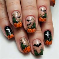 China Wholesale Halloween Press On Nails Pumpkin Spider Web Party Cosplay for sale