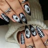 China Halloween Holiday Press On Nails Wholesale Ghost Bat Spider Design for sale