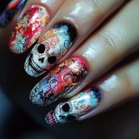 China Wholesale Spooky Halloween Holiday Press On Nails Skull For Costume Party for sale