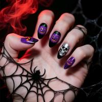 China Halloween Holiday False Nails Wholesale Dark Pumpkin Pattern For Salon Supply for sale