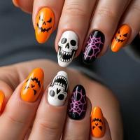 China Halloween Holiday False Nails Wholesale Dark Pumpkin Pattern For Salon Supply for sale
