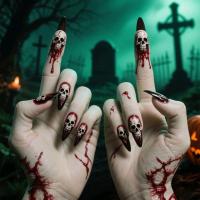 China Halloween Spooky Holiday Press On Nails Wholesale Ghost Pumpkin Spider Web for sale